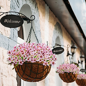 Vebroert Artificial Flowers, 12 Bundles Outdoor Fake Flowers UV Resistant Silk Flowers Greenery Decor, No Fade Plastic Faux Plants for Window Boxes Garden Porch Wedding Decoration, Pink