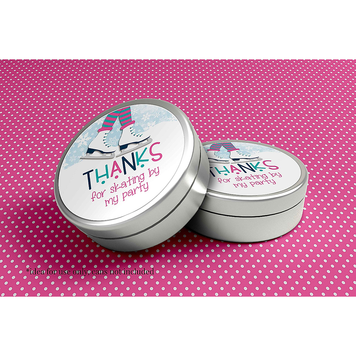 Ice Skating-Themed Thank You Sticker Labels for Girls, 40 2" Party Circle Stickers by AmandaCreation, Great for Party Favors, Envelope Seals & Goodie Bags