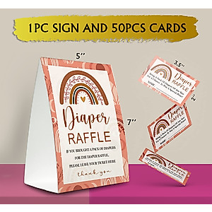 Diaper Raffle Sign,Diaper Raffle Baby Shower Game Kit (1 Standing Sign + 50 Guessing Cards),Baby Showers Decorations,Card for Baby Shower Game to Bring a Pack of Diapers-N12