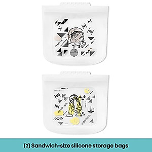 Pyrex Platinum Silicone 4-Pc Storage Set, 2 Reusable Sandwich Bags, 2 Reusable Half-Gallon Freezer Bags, Non-Toxic, BPA-Free, Airtight & Leak-Proof, Microwave, Freezer Safe, Star Wars