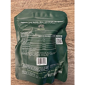 Betterbrand BetterLungs Pear Flavored Sea Moss Gummies - 1600mg Bladderwrack & Burdock Root for Lung & Immune Support, 60 Count