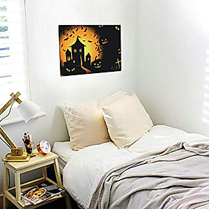 MSGUIDE Wall Art Canvas Halloween Haunted House Decorative Painting for Living Room Bedroom Office (16 Inch X 12 Inch X 1 Panel)