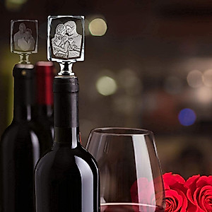 ArtPix 3D Crystal Photo Wine Stopper, Customized Day Gifts for Women, Men, Wife, Husband, Mom, Great Personalized Gifts With Your Own Photo, 3D Photo Crystal Rectangle, Custom 3D Picture