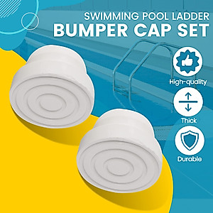 TonGass (2-Pack) Rubber Inground Pool Ladder Bumpers (White) - Fits 1.90” Swimming Pool Ladder Tubing - Inside Plug Bumper Cap
