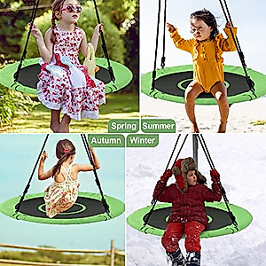 Tree Swings for Kids Outdoor, 40 Inch Diameter 600lb Weight & Adjustable Hanging Ropes Tree Swings, Great for Playground Swing, Backyard and Playroom(Green)