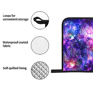 nhbfcds Galaxy Oven Mitts and Pot Holders Sets, 4 Piece Set, Heat Resistant Polyester Gloves and Pads for Kitchen Cooking Baking Grilling BBQ, One Size