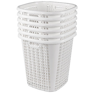 Xowine 50 L Tall Plastic Laundry Hamper Basket, Set of 6 Plastic Dirty Clothes Basket with Handle, White