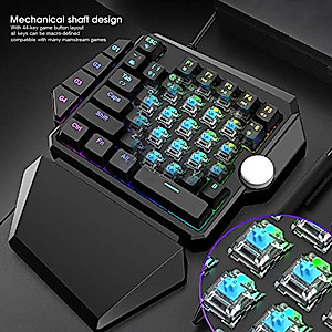 070 44 Keys One Handed Keyboard, RGB Backlight Mechanical Keyboard, Gaming Keyboard for PC, Computer Peripherals