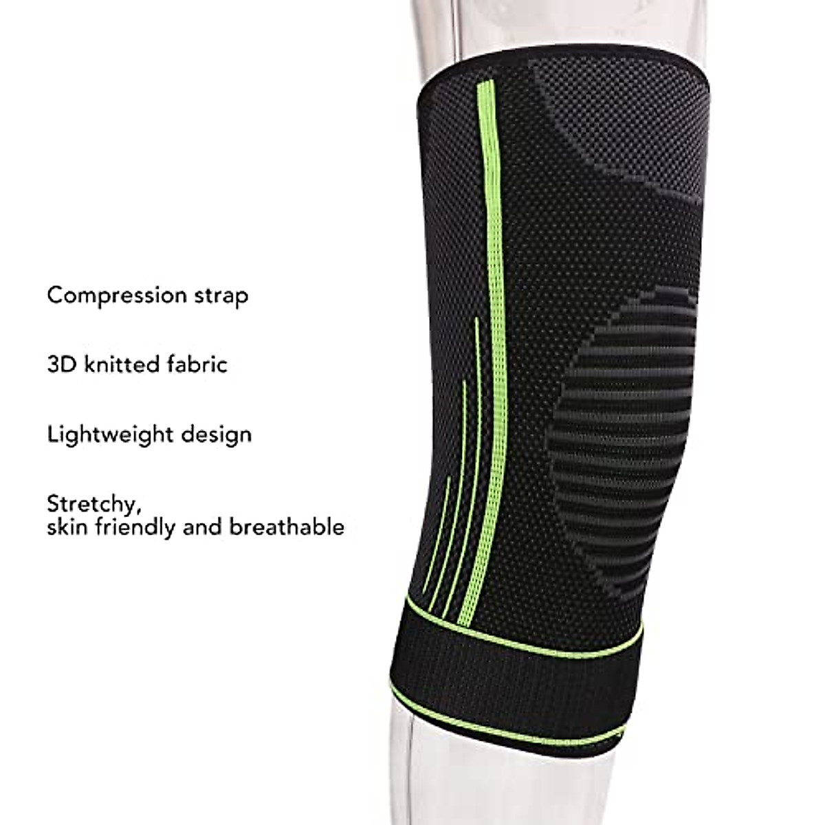 Qinlorgo Compression Knee Brace, Mens Basketball Hook Loop Breathable Prevent Injury Knee Brace for Cycling