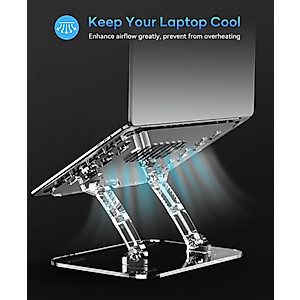 Lpoake 𝟮𝟬𝟮𝟯 𝗨𝗽𝗴𝗿𝗮𝗱𝗲𝗱 Acrylic Laptop Stand for Desk Clear Laptop Riser Adjustable Height White Computer Stand for Laptop Compatible with 10 to 15.6 Inches Laptops(Transparent)