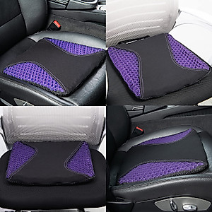 CAR-GRAND Gel Seat Cushion for Long Sitting Soft and Breathable, Honeycomb Gel Cushion for Car Or Wheelchair Reduce Sweat Gel Chair Cushion for Hip Pain Gel Seat Cushion for Office Chair (Purple)