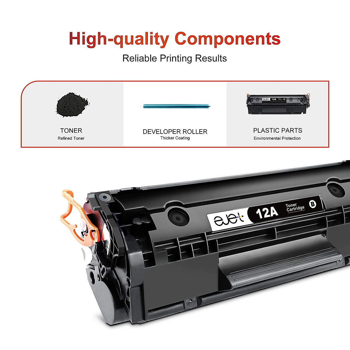 ejet 12A Q2612A Compatible Toner Cartridge Replacement for HP Q2612 12A Toner Cartridge for HP 1010 1015 1012 1018 1020 1022 1022n 1022NW 3015 3030 3020 3050 3052 M1319 Printer hp 1022 Toner(4 Pack)
