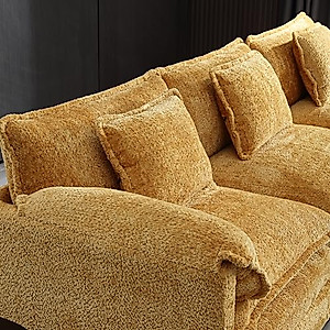 Convertible Modular Sectional Sofa with Chaise Lounge, L Shaped Free Combination Chenille Upholstery Boucle Cloud Couch with Solid Wood Legs,Corner Sofa&Couch for Living Room Furniture Sets