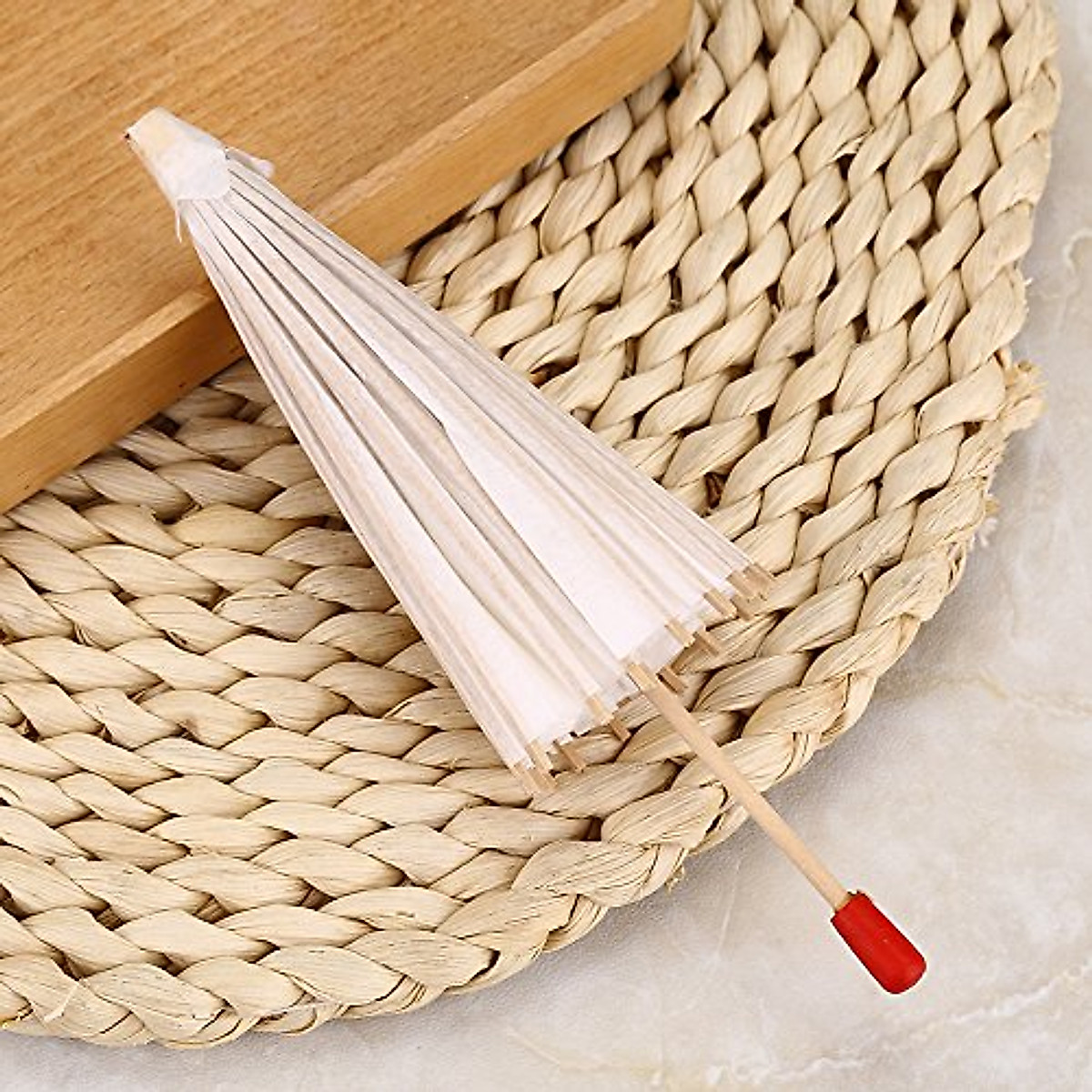 (Pack of 2) Paper Parasol Chinese/Japanese Decorative Umbrella White DIY Painting Decorative Umbrella Wedding Bridal Party Decor Photo Cosplay Prop(20cm / 7.87in)