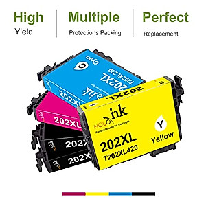 HOINKLO Remanufactured Ink Cartridge Replacement for Epson 202XL 202 XL T202XL use with Epson Workforce WF-2860 Expression Home XP-5100 (2 Black, Cyan, Magenta, Yellow, 5-Pack)