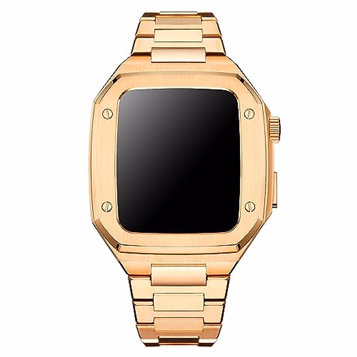 High-end Luxury Stainless Steel Metal Watch Case with Band Compatible with Apple Watch Band Series 4 5 6 7 8 Ultra 40mm 41mm 44mm 45mm 49mm for Women Men