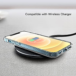 JETech Glitter Case for iPhone 12/12 Pro, 6.1-Inch, Bling Sparkle Shockproof Phone Bumper Cover, Cute Sparkly for Women and Girls (Clear)