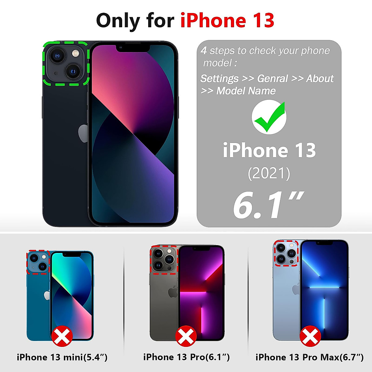 Varikke for iPhone 13 Wallet Case Detachable with Card Holder for Women, Fashion Glitter PU Leather Wrist Strap Strong Magnetic Flip Wallet Removable Phone Case Cover for iPhone 13 6.1", Dark Purple