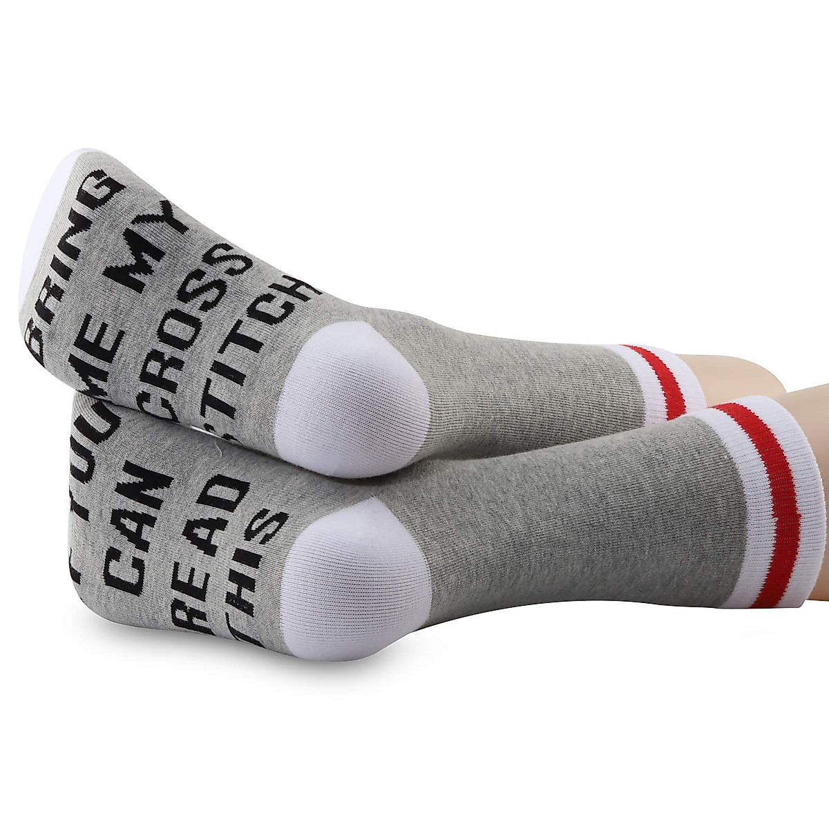 JXGZSO 2 Pairs Can Read This Bring Me My Cross Stitch Socks (Cross Stitch)