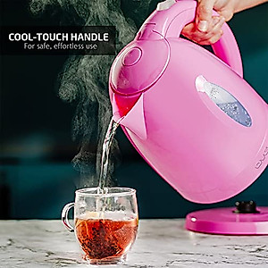 Ovente Electric Kettle 1.7 Liter Cordless Hot Water Boiler, 1100W with Automatic Shut-Off and Boil Dry Protection, Fast Boiling BPA-Free Portable Instant Heater for Making Tea, Coffee, Pink KP72P