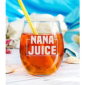 NeeNoNex Nana Juice Stemless Wine Glass - Funny Birthday Mothers Day Gift