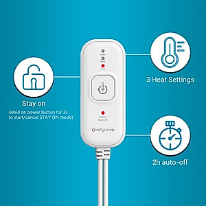 Comfytemp Full Weighted Heating Pad for Back Pain & Cramps Relief, 2.2lb Large Electric Heating Pad for Neck and Shoulders, Moist & Dry Heat Therapy with Auto Shut Off, Stay On, 12x24", Washable