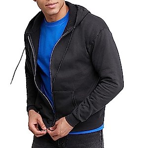 Hanes Men's Big and Tall Full-Zip Eco-Smart Hoodie, Black, 3X-Large
