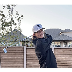 SHANKITGOLF Skull & Crossbones Golf Hat - Adjustable, Breathable, Snapback Trucker Hat - Funny Skull Cap, Perfect for Golfing, Hiking, Fishing, Running & Outdoor Activities (Gray)