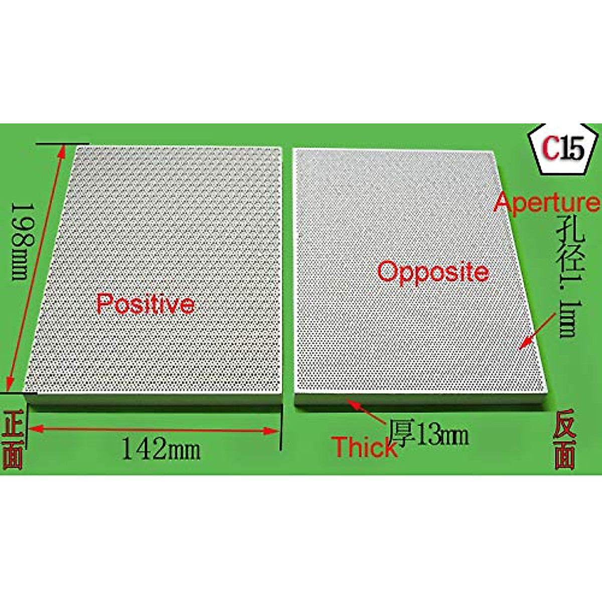 Meter Star Heat-resistant Ceramic Plate Heat Storage Tablets, Barbecue Oven Square Honeycomb Ceramic Plate,Size 7.8in*5.59in*0.551in