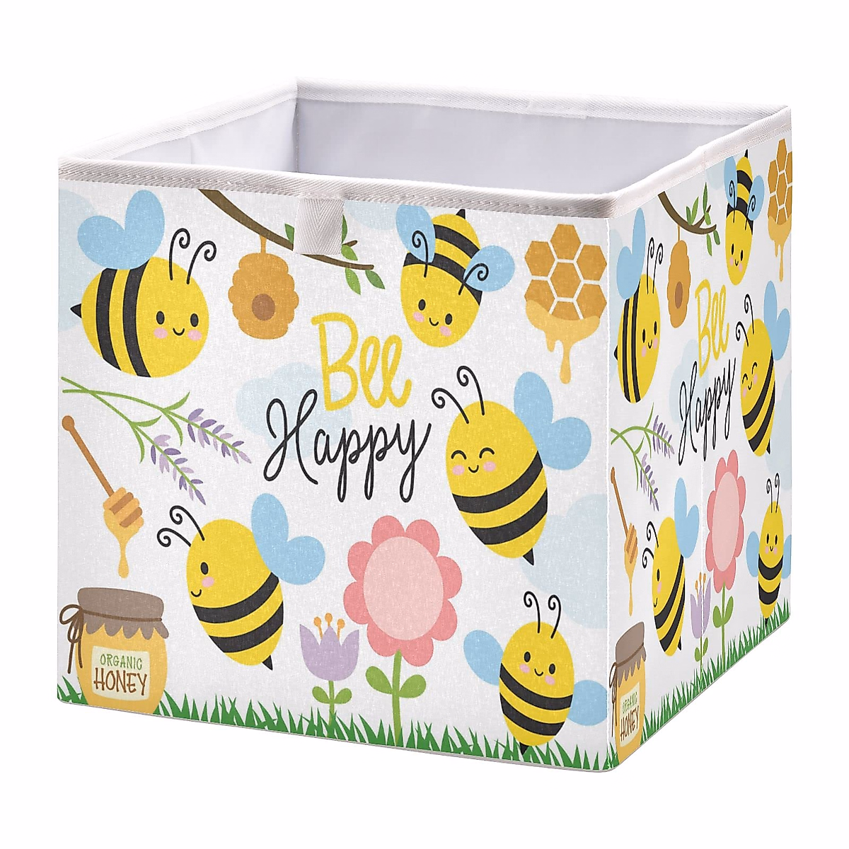 ALAZA Foldable Storage Bins, Cute Bees and Honey Storage Boxes Decorative Basket for Bedroom Nursery Closet Toys Books
