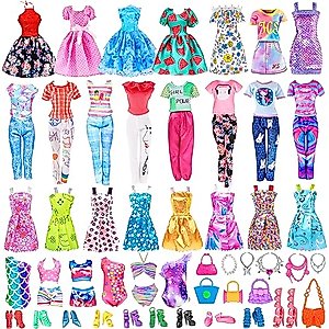 ebuddy Doll Clothes and Accessories 33 Pack Doll Outfit Dress Swimsuit and Necklaces Handbags Shoes for 11.5 Inch Girl Doll