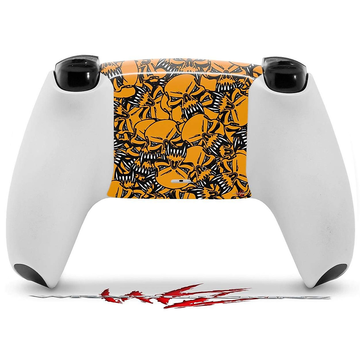 WraptorSkinz Skin Wrap compatible with Sony PS5 DualSense Controller Scattered Skulls Orange (CONTROLLER NOT INCLUDED)