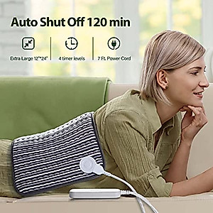 Heating Pad for Back, Neck and Shoulder Pain Relief, Electric Heating Pads for Cramps with 6 Heat Settings, Auto Shut-Off, Moist Dry Heat Options, Machine Washable, 12" x 24", Gifts for Women, Men