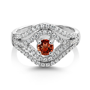 Gem Stone King 925 Sterling Silver Round 4.5MM Gemstone Birthstone Ring | Wedding Engagement Anniversary Promise Ring For Women | Available in size 5, 6, 7, 8, 9