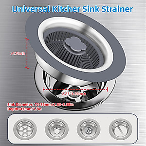 3 in 1 Kitchen Sink Drain Strainer and Stopper 2 Pack, LifeNest Stainless Steel Pop Up Kitchen Sink Stopper, Sink Drain Strainer for Standard 3-1/2 Inch Drain