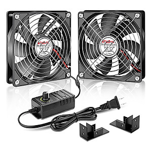 Wathai 120mm Muffin Fan Dual Ball with AC 110v - 240V Speed Control High Performance for Doorways, Wood Stoves, Fireplaces 2 Pack