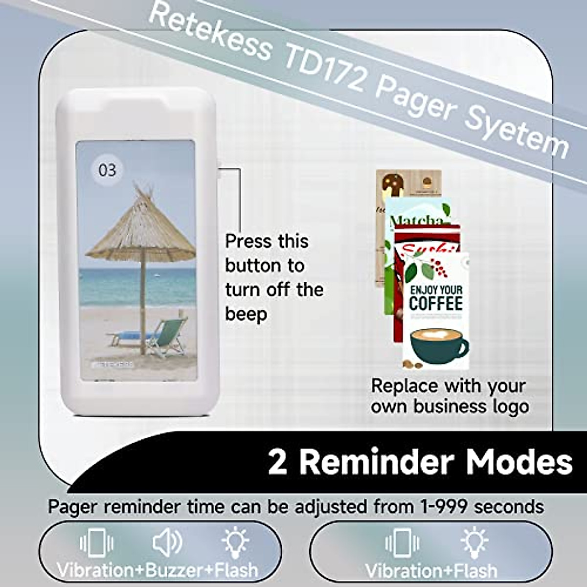 Retekess TD172 Restaurant Pager System, Restaurant Buzzer Pagers, Vibrate and Flash Mode, Customer Close Beep, 20 Restaurant Pagers for Church Nursery, Hotel, Coffee Shop