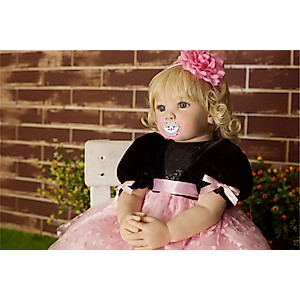Zero Pam 24 Inch Lifelike Reborn Baby Girl Dolls Realistic Reborn Toddler Girls with Pretty Dress Vinyl Silicone Newborn Baby Doll Soft Weighted Body Handmade Baby Toys