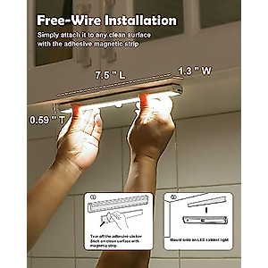 SZOKLED 20LED Under Cabinet Lights Remote Control, Dimmable Under Cabinet Lighting Wireless, Rechargeable Under Counter Lights for Kitchen, Shelf, Hallway, Display, Stairs, Multiple Colors 4 Pack