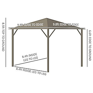 UXZDX 10'x10' Metal Roof Gazebo Canopy with Curtains&Netting, Outdoor Hardtop Gazebo with Aluminum Frame for Garden, Patio