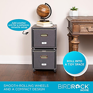 BIRDROCK HOME Rolling File Cabinet with 1 Lateral Drawer – Decorative Storage Shelf for Blankets, Books, Files, Magazines, Toys, etc – Removable Bin with Handles – Under Desk Office Organizer