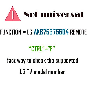 AKB75375604 Replacement TV Remote for LG TV 43UK6300PUE 32LK610BPUA 49UK6300PUE 55UK6300PUE 65UK6300PUE 75UK6570PUB 75SK8070PUA 55SK9000PUA 86UK6570PUB 43UK6250PUB with GP Alkaline 2 pcs Batteries