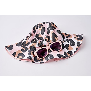 Mud Pie Baby Girls' Leopard Sun HAT and Glasses, 6-18 Months