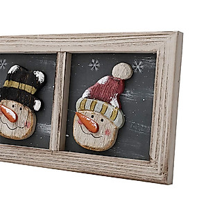 Attraction Design Wood Snowman Wall Decor Hanging Christmas Sign, Rustic Christmas Snowman Decoration Wall Art Wooden Snowman Sign Holiday Decorative Sign Hanging Xmas Décor 16.8X6.6in
