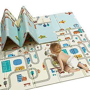 beiens Baby Play Mat Foldable, Extra Large Foam Floor Play Mats 77''x70'', Portable Baby Crawling Mat Waterproof Anti-Slip Puzzle Mat, Indoor Outdoor Activity Playmat for Babies Infants Toddlers Kids