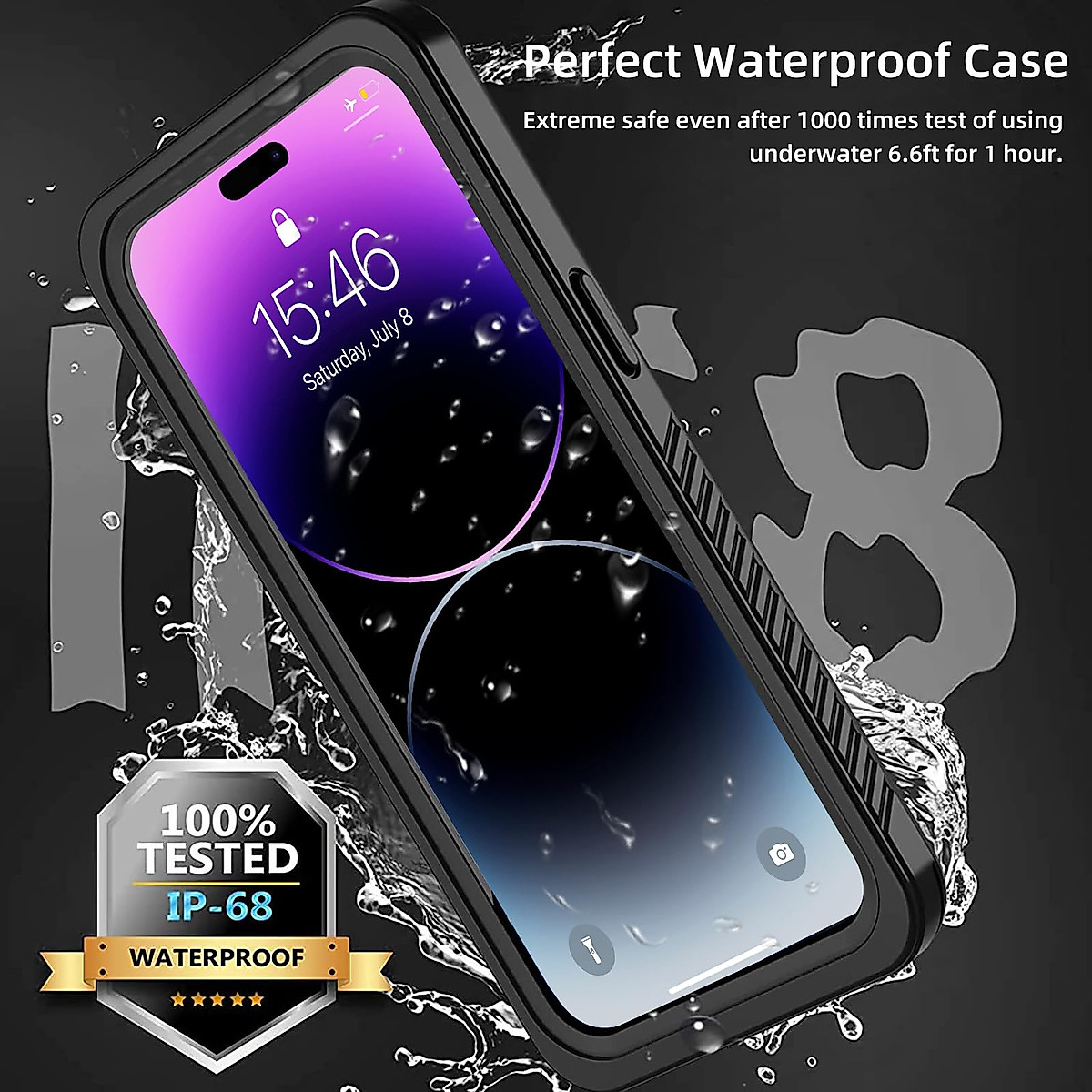 IUGOBI for iPhone 14 Pro Max Case Waterproof, Built-in Screen Protector Full Sealed Cover, Shockproof IP68 Waterproof Clear Case for iPhone 14 Pro Max 6.7 inch