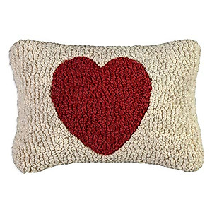 Chandler 4 Corners Artist-Designed Red Heart Hand-Hooked Wool Decorative Throw Pillow (8” x 12”)