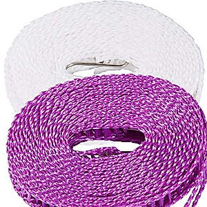 Foshine 2 Pack Clotheslines 1.64ft Length Camping Clothesline Clothes White Purple Drying Rope Portable Windproof Travel 5m Clothesline for Indoor Outdoor Laundry Perfect Windproof Clothes Line