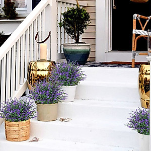 Outdoor Artificial Flower 24 Bundles Fake Flowers Lavender Plants Faux UV Resistant Plastic Greenery Shrubs for Outside Indoor Hanging Plant Garden Porch Window Box Home Farmhouse Decor (Purple 24P)