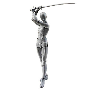 Action Figures Body-Kun DX & Body-Chan DX PVC Model SHF Children Kids Collector Toy Gift, Drawing Mannequin Figure Models for Artists (Grey Male)